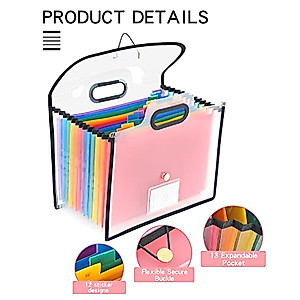 13 Pockets Expanding File Folder with Handle Accordion File Folder Organizer for A4 Letter Size Paper Document Holder Organizer with Expandable Cover (1)