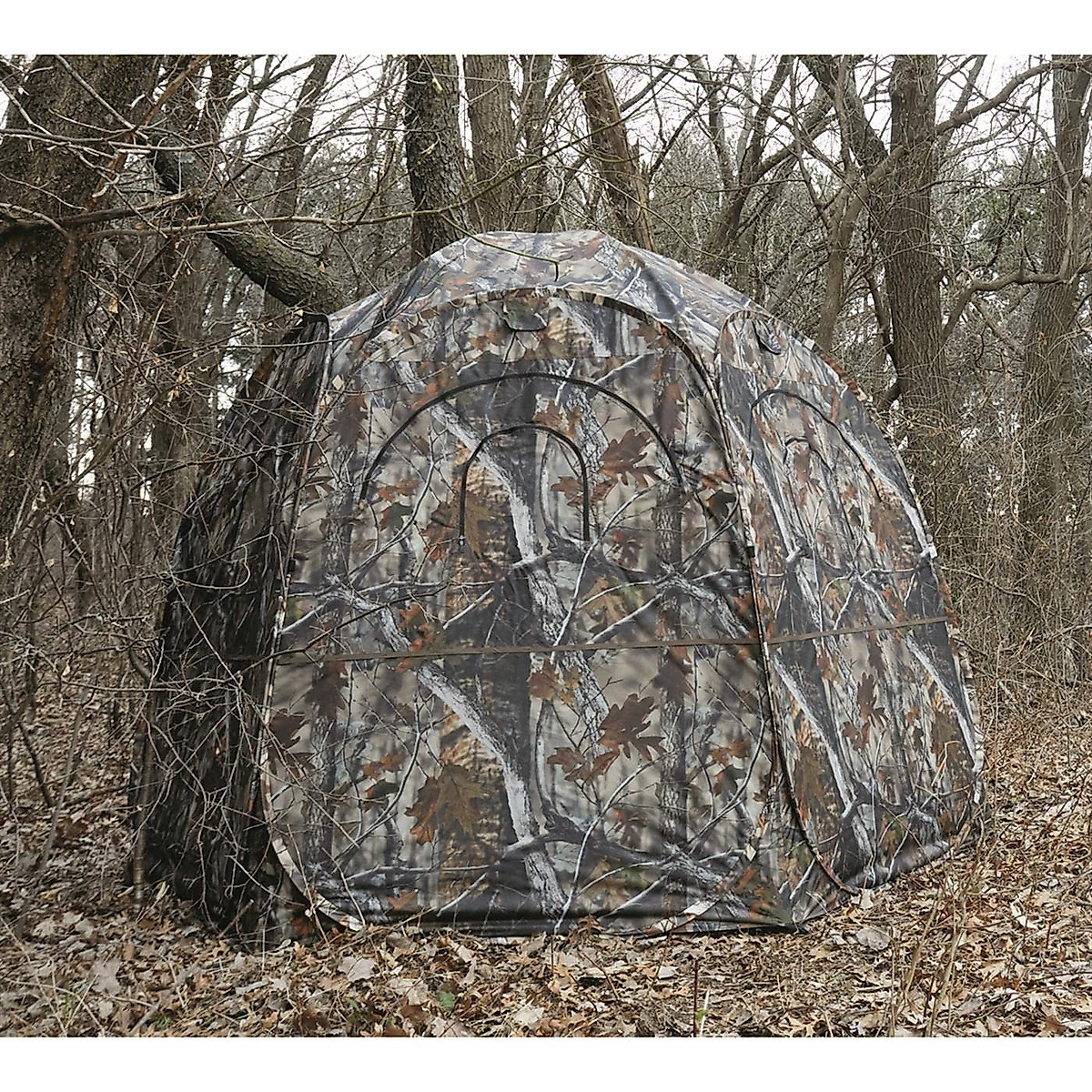 Guide Gear Super Magnum Pop-Up Hunting Ground Blind, 2-4 Person Tent, Hunting Gear, Equipment, and Accessories, 6-Panel Spring Steel