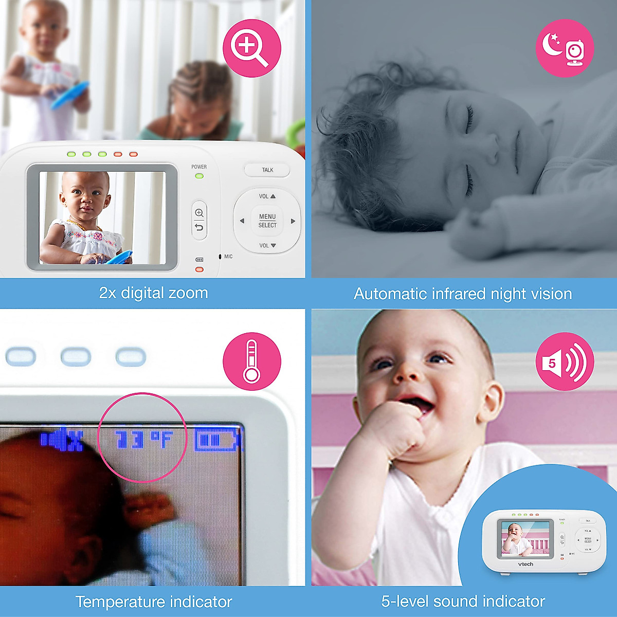 VTech VM2251 2.4" Digital Video Baby Monitor with Full-Color and Automatic Night Vision (Renewed)