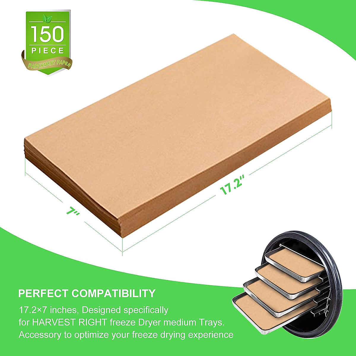 150 PCS Tray Mats Set for HARVEST RIGHT Freeze Dryer Medium Trays - Disposable Accessory for HARVEST RIGHT Freeze Dryer Machine, 17.2×7 in, Help Prevent Food Items From Sticking to Freeze Dryer Trays