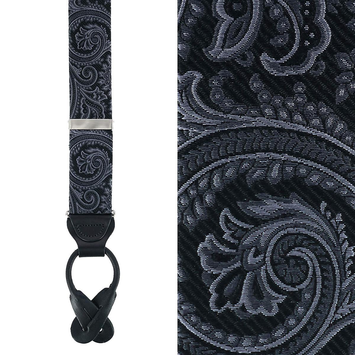 Trafalgar Men's Sobee Silk Button End Braces (Suspenders), Black