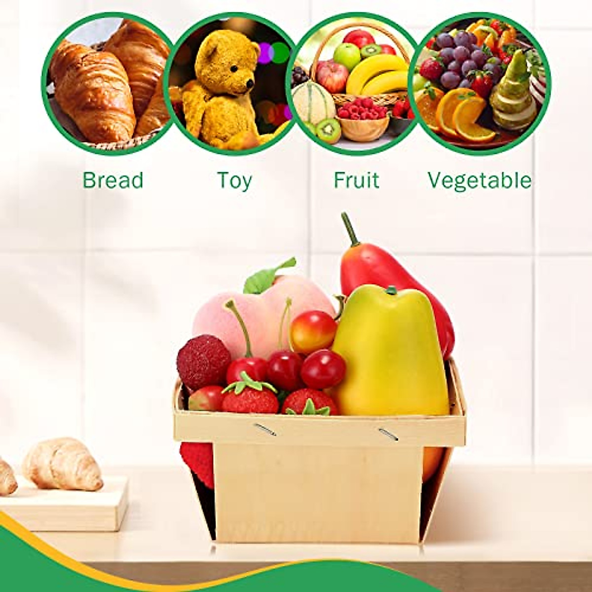 30 Pcs One Quart Wooden Berry Baskets Bulk 5.75 Inch Square Vented Wood Boxes Empty Wooden Baskets for Easter Gifts, Picking Fruit, Arts, Crafts and Decor