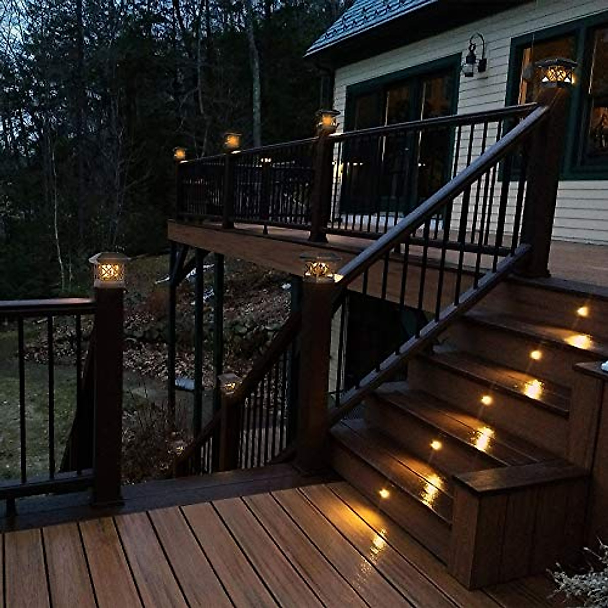 TWINSLUXES Solar Post Cap Lights Outdoor - Waterproof LED Fence Post Solar Lights for 3.5x3.5/4x4/5x5 Wood Posts in Patio, Deck or Garden Decoration…………