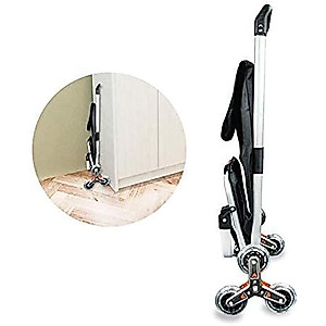 Shopping Trolley on Wheels Multi Function Shopping Cart Aluminum Climbing Stairs with 6 Round Folding Trolley Storage Hand Trucks,Black ,