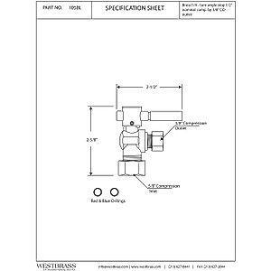 Westbrass R105BL-62 1/4-Turn Lever Handle Angle Stop Shut Off Valve, 5/8" OD x 3/8" OD, Matte Black