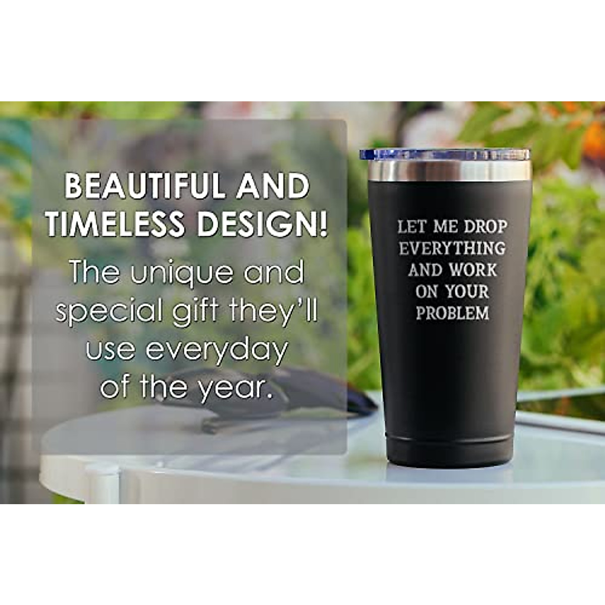 Funny Gifts for Men - Let Me Drop Everything - Stainless Steel Tumbler with Lid - Gag Gifts for Men Women Coworkers Boss - Mens Birthday Present Ideas - Unique Coffee Mug Tumbler for Men, Black 16 oz