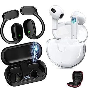 Couple Wireless Earbuds Open Ear Bluetooth Headphone for iPhone 14 Pro Max 13 Samsung Galaxy Z Fold 4 S23 S22 Ultra S20 S21 Oneplus Google Bluetooth 5.3 Stereo Sound Noise-canceling Earphones with Mic
