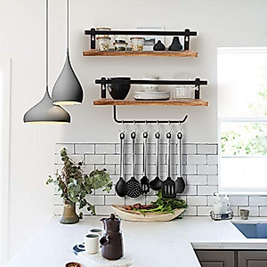 PHUNAYA Floating Shelves,Wall Mounted Shelf for Kitchen,Living Room,Bedroom,Bathroom Storage,Rustic Wood,Set of 2