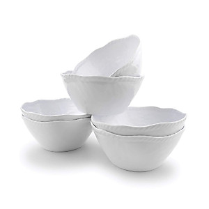KX-WARE Melamine Cereal Bowls Set - 28 oz/6 inch 100% Melamine Soup/Salad Bowls | set of 6, White | Break-resistant and Dishwasher Safe, BPA Free