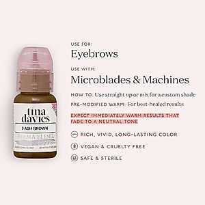 Tina Davies Professional X Perma Blend Brow Pigment - Permanent Eyebrow Makeup - Colours Heal True to Tone - High Retention - Ash Brown, 1/2oz