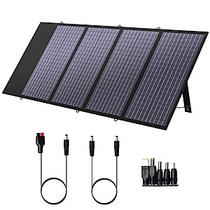 X-DRAGON 140W Foldable Polycrystalline Solar Panel Portable Charger with Parallel Port, with MC-4 for Compatible with Most Portable Power Station, Laptop, Cellphone and Tablet Black