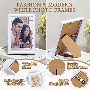 Redbaker 24 Pcs Picture Frames Bulk Simple Designed Photo Frames Modern White Frames for Pictures with Resin Glass for Wall Mount Tabletop Display Home Office Hotel Decoration (4 x 6 Inch)