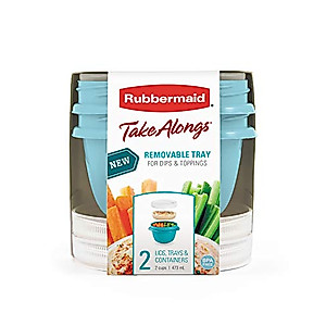 Rubbermaid TakeAlongs Snacking Food Storage Containers, 2 Cups Size - 2 Lids, Trays, and Containers 7S87