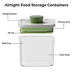 linoroso Pop Airtight Food Storage Containers with Time Recording Lids, BPA-Free Stackable Plastic Storage Containers Set of 4, Dry Cereal Container Set for Pantry Countertop Fridge Organization