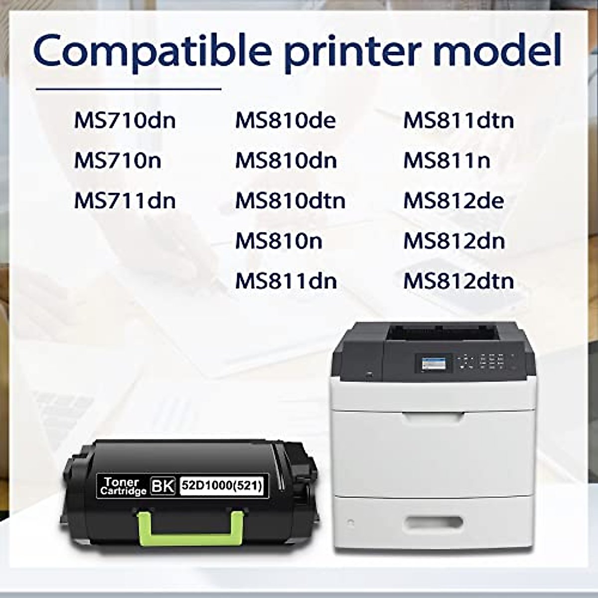 52D1000 521 Toner Cartridge：DRA Compatible Replacement for Lexmark MS710 MS811dtn MS811dn MS810n MS810dn MS710n MS711dn MS810dtn MS710dn MS810de MS811n Printer (2 Pack, Ink Cartridge), Black