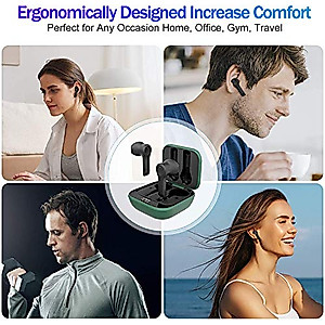 Smart-life TWS BT 5.0 Headphones with Charging Case, Touch Control Waterproof Sports Earphone with Mic Stereo Bluetooth Headset Type-C Charging 24H Playback for Home,Office (Green)