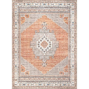 nuLOOM Alicia Machine Washable Medallion Area Rug, 8' x 10', Rust