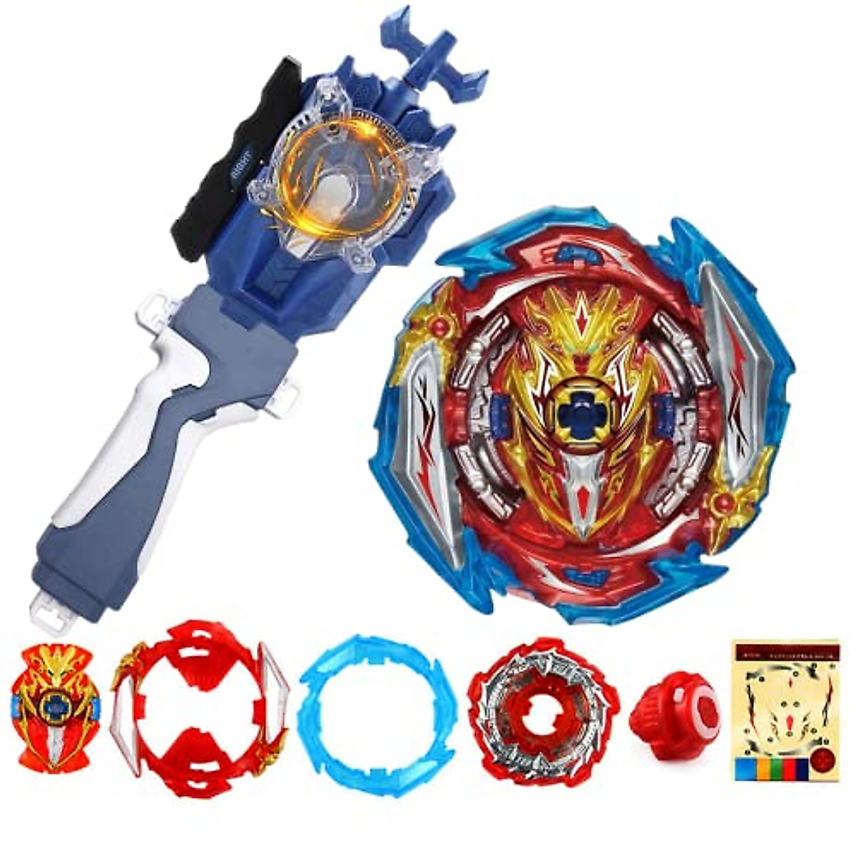 B-173 Infinite Achilles 1-Piece Sparking Launcher, Bey Battle Burst Battling Tops with Launchers Set, Burst quadrive Gyros for Boys Kids Birthday Party Idea Gift