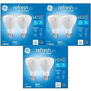 GE Refresh 6-Pack 65 W Equivalent Dimmable Daylight Br30 LED Light Fixture Light Bulb, Packaging May Vary