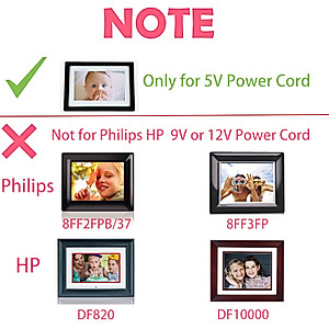 VHBW Power Cord for Skylight, HP, Aluratek, BSIMB Smart Digital Picture Frame 5V AC Adapter Charger (Not for 9V or 12V)