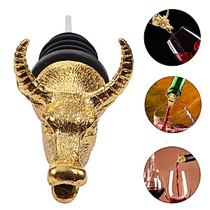 Cabilock Bull Wine Pourer Bull Bottle Stopper and Pourer Animal Head Wine Aerators Liquor Pour Spout Golden for Olive Oil Champagne Beer Wine Dispenser