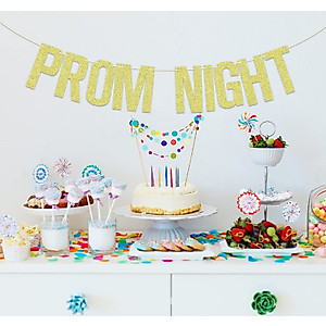 Prom Night Banner, Prom 2025 Decor, Class of 2025 Graduation Bunting Garland, Congrats Grad Party Decorations Gold Glitter