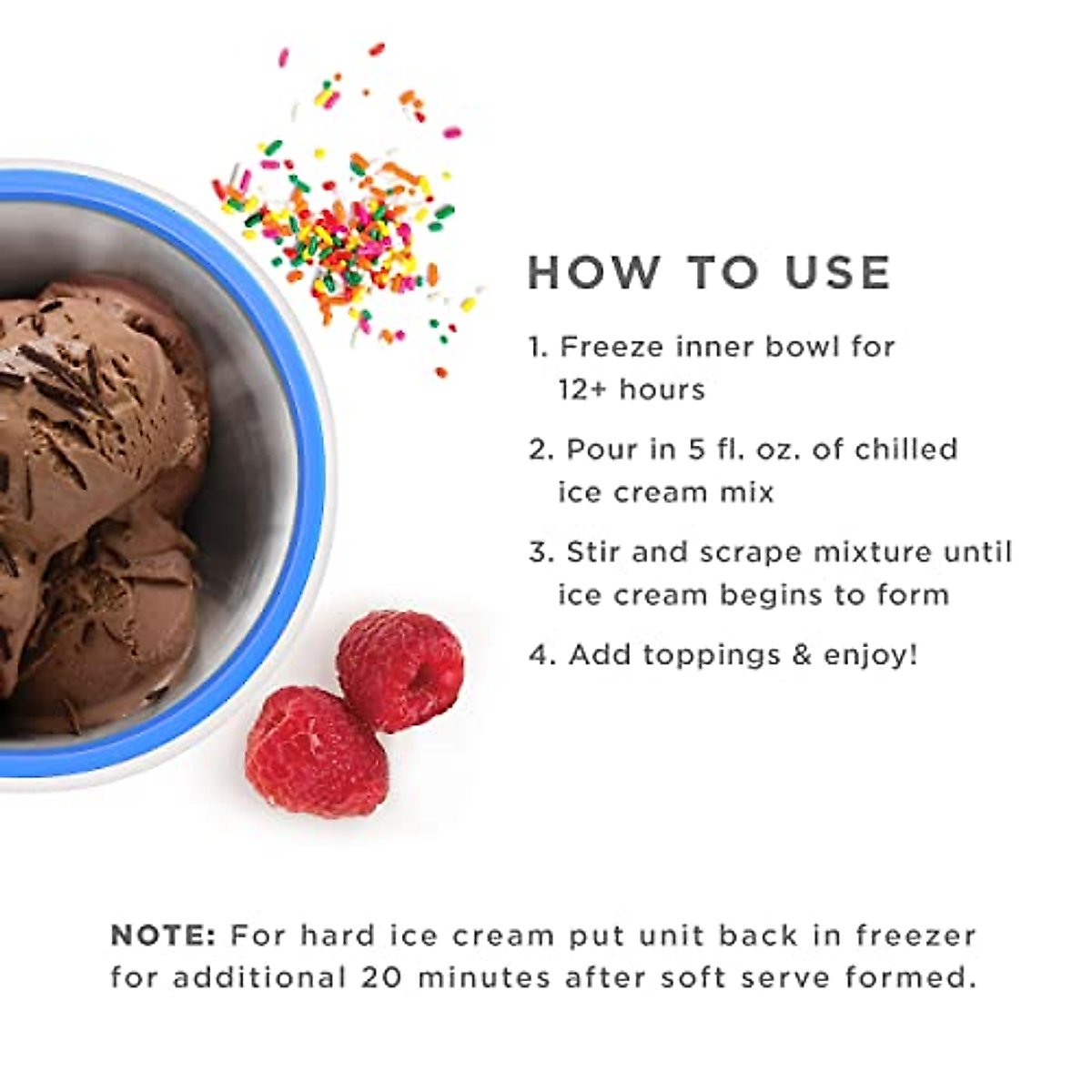ZOKU Ice Cream Maker, Compact Make and Serve Bowl with Stainless Steel Freezer Core Creates Soft Serve, Frozen Yogurt, Ice Cream and More in Minutes, BPA-free, Blue