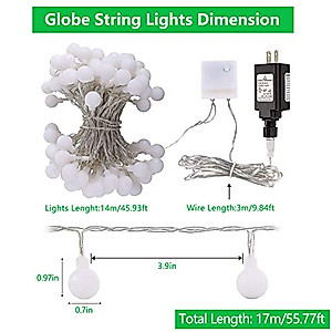 Globe Led String Lights, Mibote 55ft 112 Leds Colored Fairy Lights Waterproof Plug In String Lights for Halloween Outdoor Indoor Bedroom Patio Garden Party Wedding Patio Christmas Xmas Tree Decoration