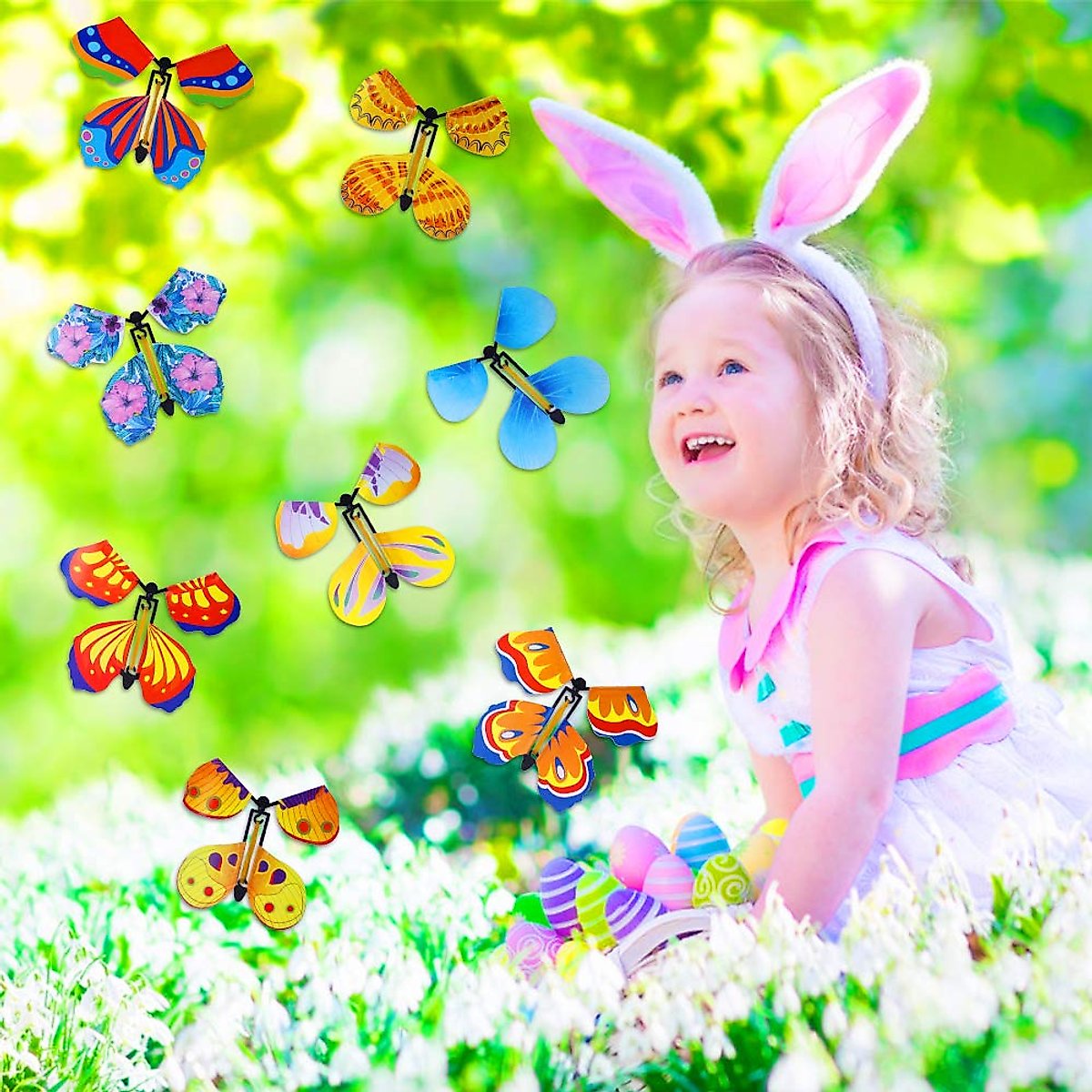 Outee 10 Packs Flying Butterfly Card Surprise Wind Up Butterfly in The Book Rubber Band Powered Gift Butterfly Fairy Flying Toy Great Xmas Gifts Surprise Gift Teacher Appreciation Gift