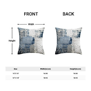 Navy Blue Grey Throw Pillow Covers, Gray White Modern Abstract Art Painting Throw Pillows for Couch, Blue Pillow Covers 18x18 Inch 2 Pcs Square Cushion Cover Gift for Couch Sofa
