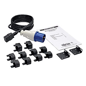 Tripp Lite Metered PDU, 3.8kW Single-Phase, 200/220/230/240V, 10 Outlets (8 C13, 2 C19) IEC-309 16A Blue, 8ft Cord, 1U Rack-Mount Power, TAA (PDUMH16HV)