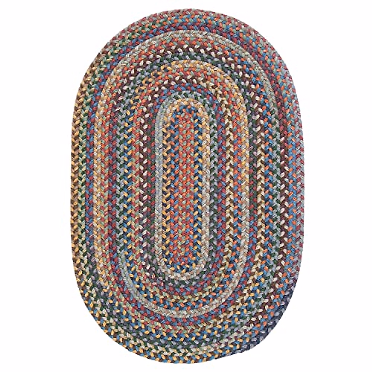 Meadows Soft Wool Braided Area Rug for Living Rooms and Bedroom - Made in USA - Classic Multi, Oval 2' X 4'