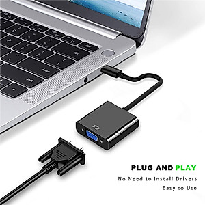 KUPOISHE USB C to VGA Adatper for Monitor, Thunderbolt 3 Multi-Display Video Converter Cable for MacBook Pro iPad Chromebook Surface and More Type C Laptop Tablet Android Phone