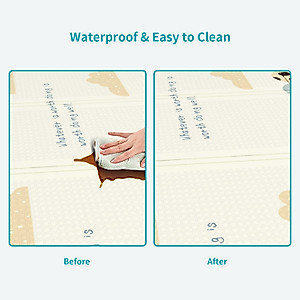 YOOVEE Foldable Baby Play Mat for Crawling, Extra Large Play Mat for Baby, Waterproof Non Toxic Anti-Slip Reversible Foam Playmat for Baby Toddlers Kids (Whale)
