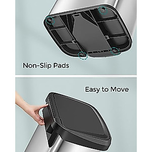 SONGMICS Kitchen Trash Can, 18-Gallon Stainless Steel Garbage Can, with Stay-Open Lid and Step-on Pedal, Soft Closure, Tall, Large and Space-Saving, Silver and Black ULTB520E68