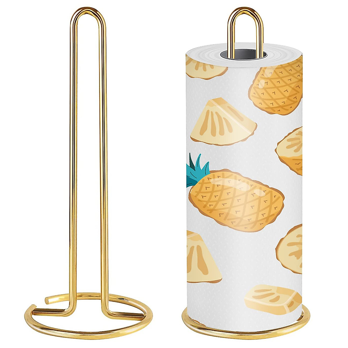 Supkiir Gold Paper Towel Holder, Standing Paper Towel Rack for Kitchen Counter, Bathroom Sink