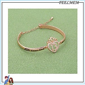 FEELMEM Birthday Gifts Bracelet 12th 13th 16th 18th 30th 40th Crown Queen Charm Bracelet Birthday Gift for Daughter Niece (13th-Rose gold)