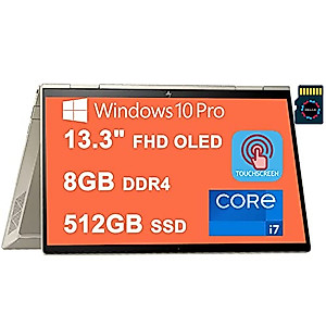 HP Envy x360 13 2-in-1 Laptop I 13.3" FHD OLED Touchscreen I 11th Gen Intel 4-Core i7-1165G7 I 8GB DDR4 512GB SSD Backlit Fingerprint Thunderbolt Win10Pro Pale Gold + 32GB MicroSD Card