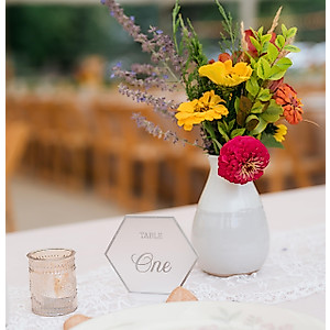 Wedding Table Numbers with Elegant Hexagon Design and Dark Silver Lettering, Table Numbers, Table Numbers For Wedding Reception, Acrylic Table Numbers, Hexagon Table Numbers, 1-30