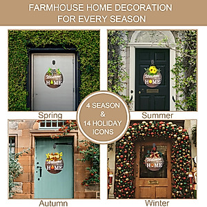 Interchangeable welcome sign wreaths for front door decorations hanging decor， house warming gifts，new home decorations ，spring summer Autumn winter all seasons， outdoor signs for porch， christmas