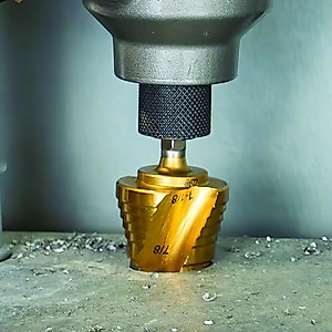 Klein Tools 25951 Electrician's Step Drill Bit Set, Spiral Double Fluted, Titanium Nitride Coating, 1/4-Inch Impact Shank, Case, 3-Piece