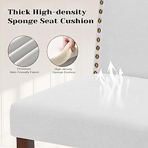 DUMOS Dining Chairs Set of 4, Fabric Dining Room Chairs, Upholstered Parsons Chairs with Nailhead Trim & Wood Legs, Kitchen Side Chair for Dining Living Room,Bedroom - Grey