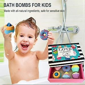Bath Bombs Gift Set - Birthday Bath Bombs for girls, 6 Aromatherapy Natural Bath bombs with Organic Ingredients, Skin Moisturizing Bubble Bath Fizzy, Gentle for Kids, Bath bombs for Women Relaxing