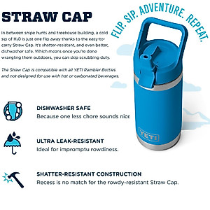 YETI Rambler Jr. 12 oz Kids Bottle, with Straw Cap, Big Wave Blue