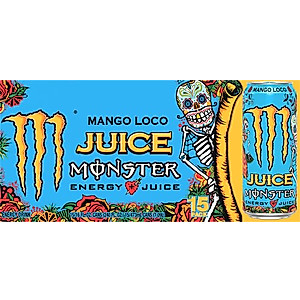 Monster Energy Juice Monster Mango Loco, Energy + Juice, Energy Drink, 16 Ounce (Pack of 15)