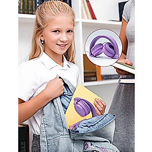 ONTA Kids Headphones for Boys Girls - Child Student Headset Wired plug Toddler Earphones School Teen on Ear for Ipad | Computer | Smart phone | Amazon Fire Tablet | Laptop | Plane Travel | Game purple