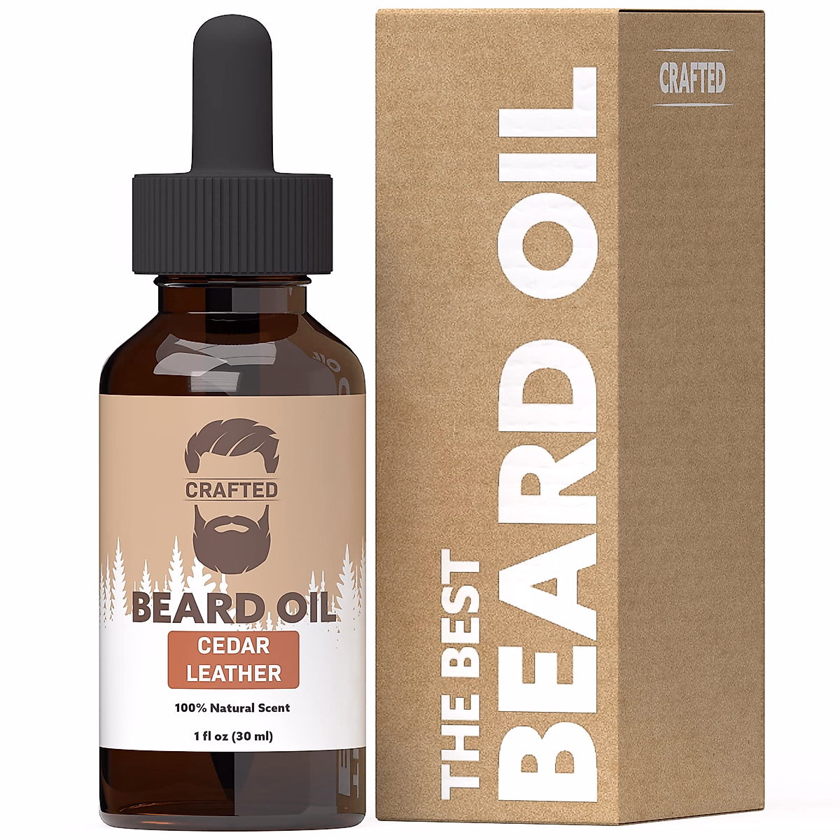 Crafted Beards Beard Oil Beard Oil Conditioner - Leave Your Beard Feeling Amazing - All Natural Ingredients - No Residue - Mustache Oil - 1oz - Made in the USA (Cedar Leather)