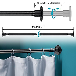 Black 15-25 inch Closet Rod. Adjustable Size. Screw Fixing Connection