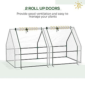 Outsunny 6' x 3' x 3' Portable Mini Greenhouse Outdoor Garden with Large Zipper Doors and Water/UV PE Cover, White