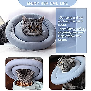 Docutca Soft Cat Cone Collar, Cat Recovery Collar, Cute Donut Cat Cone Alternative After Surgery with Adjustable Neck Strap,Comfy Pet Pillow Cone for Small Dog, Kitten